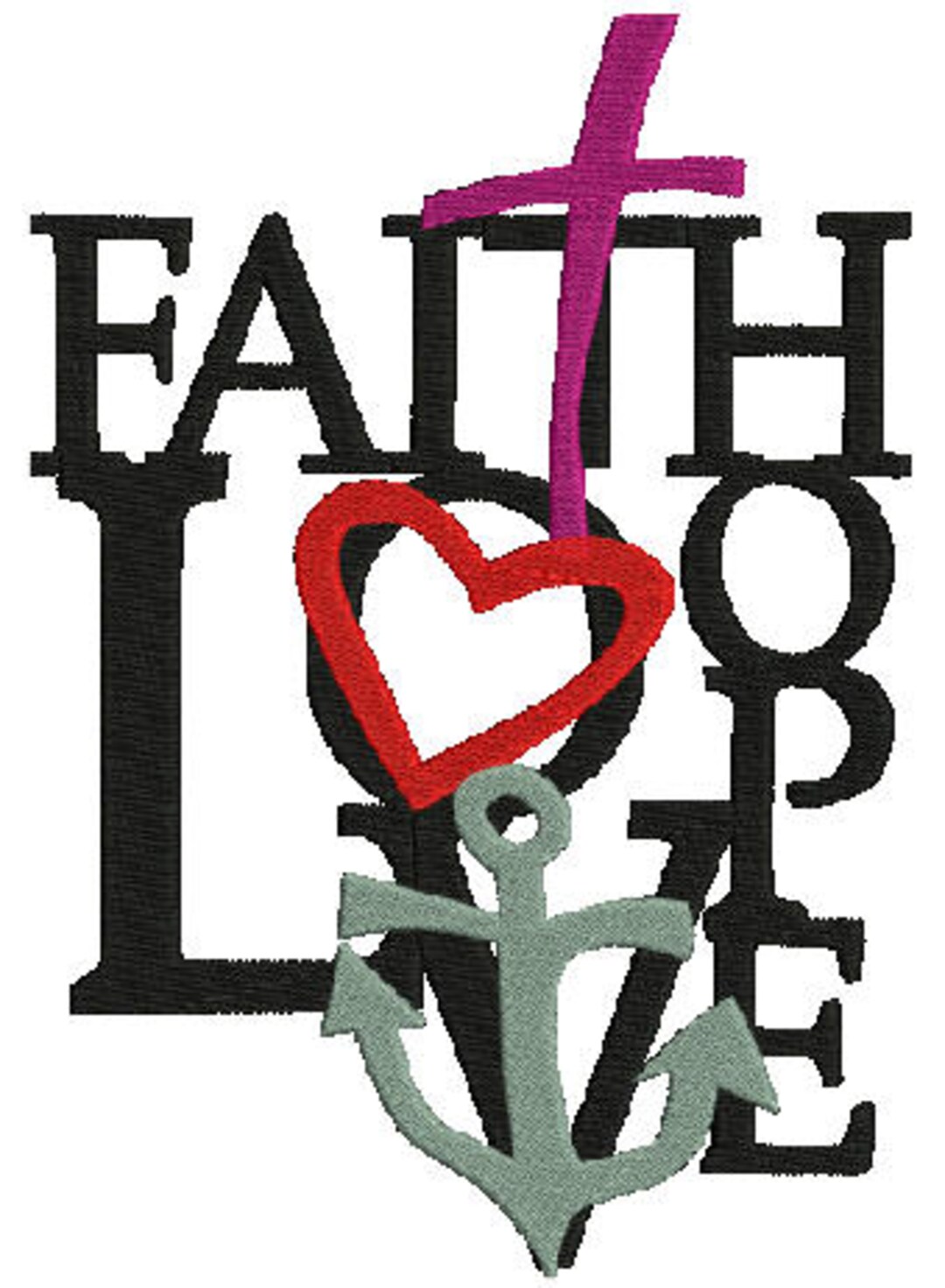 Faith Hope and Love Machine Embroidery Design,4 Sizes,8 Formats(dst,exp ...