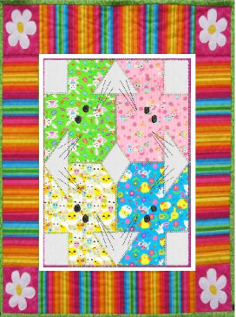 Easter Bunnies Quilt Block Embroidery Applique Design,4 Sizes,8 Formats ...