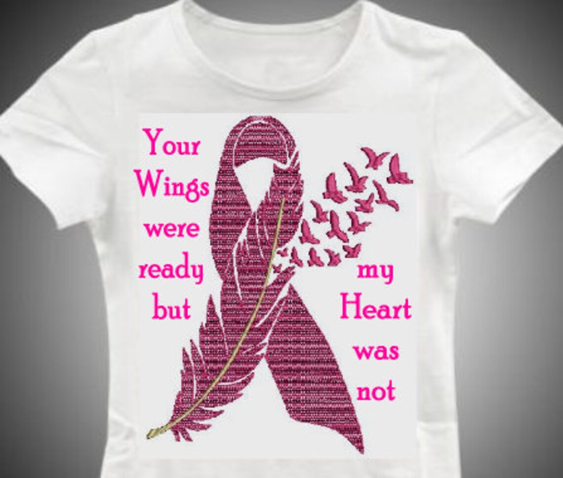 Cancer Feather Ribbon Design Motif 4 Sizes 8 - Etsy