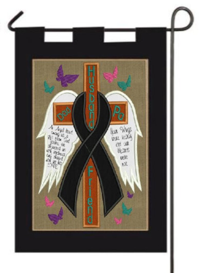 Cancer Ribbon Cross Wings Machine Embroidery Applique 4 - Etsy