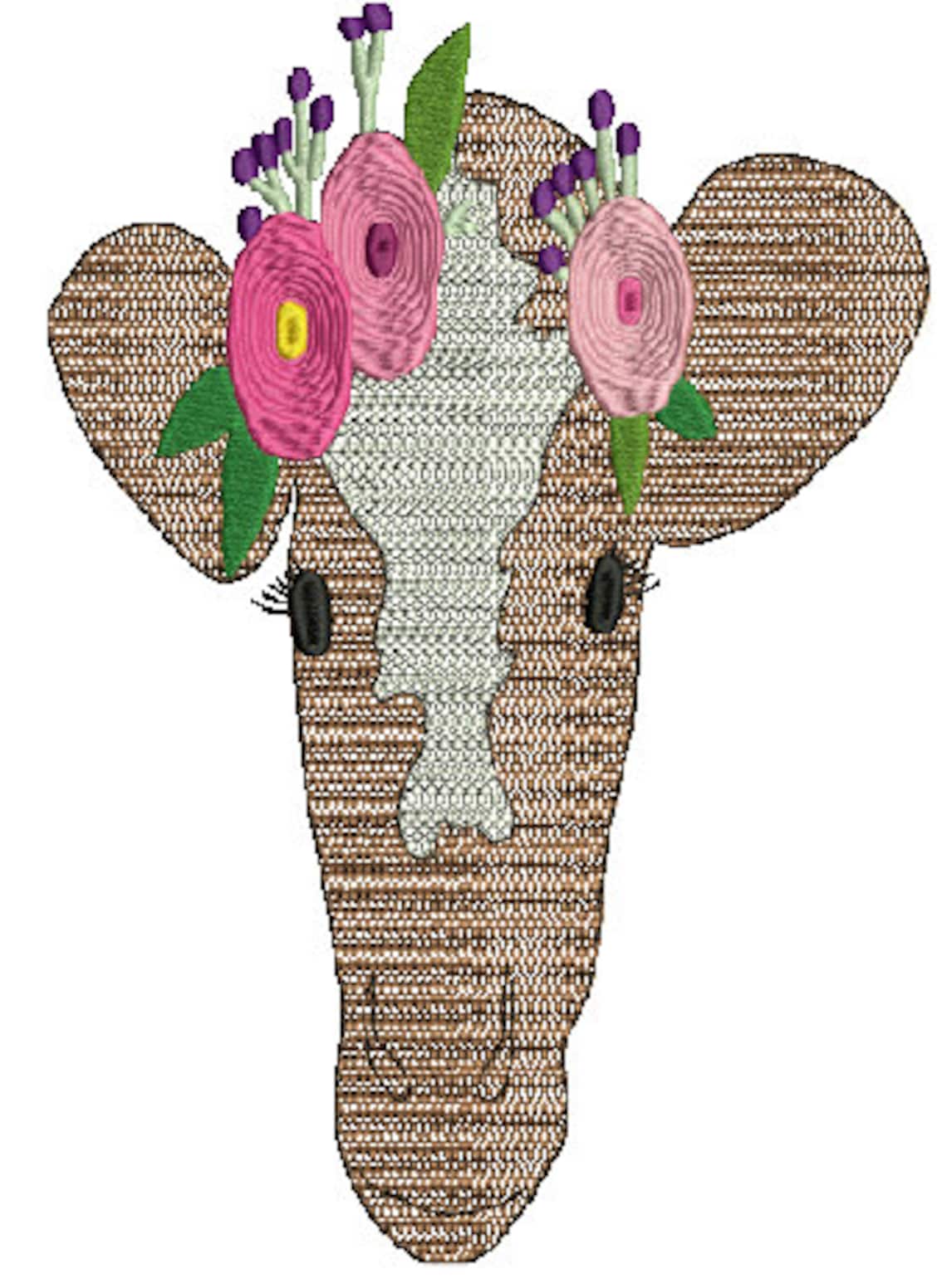 Cow Face With Flowers Design1 Colorwork Machine Embroidery 8 - Etsy