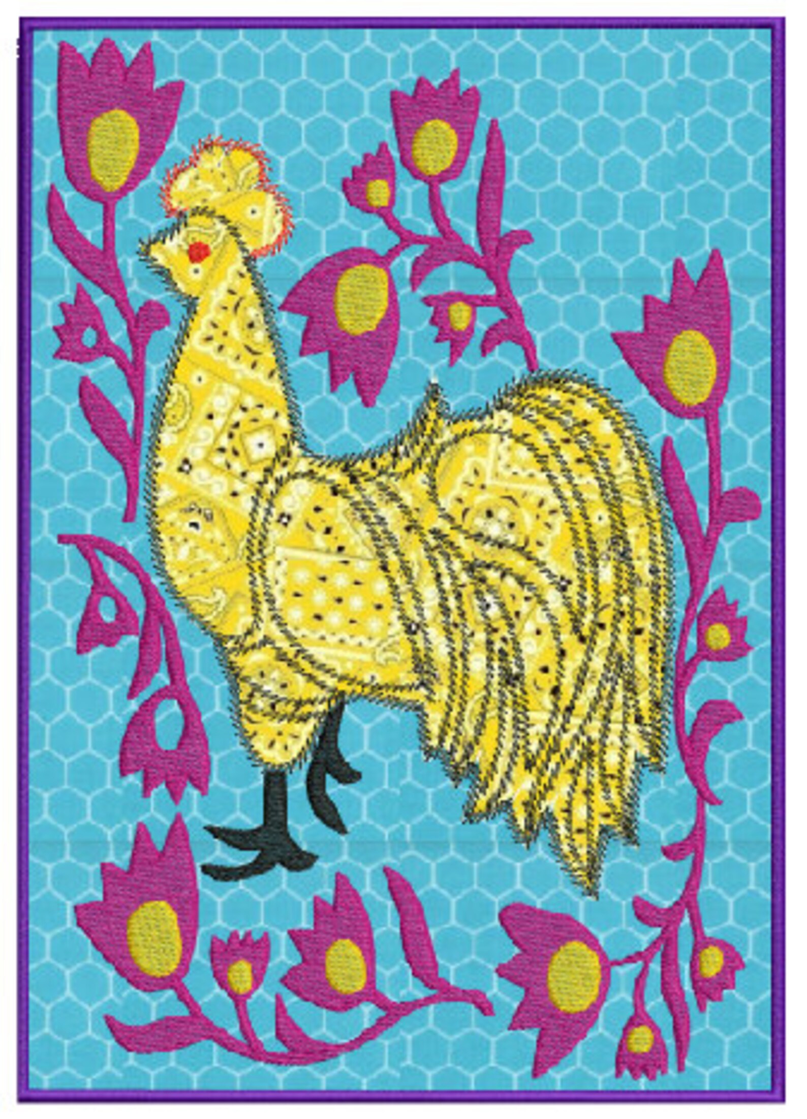 Design 2 Chicken Quilt Block Embroidery Applique Design, 4 Sizes, 8 ...