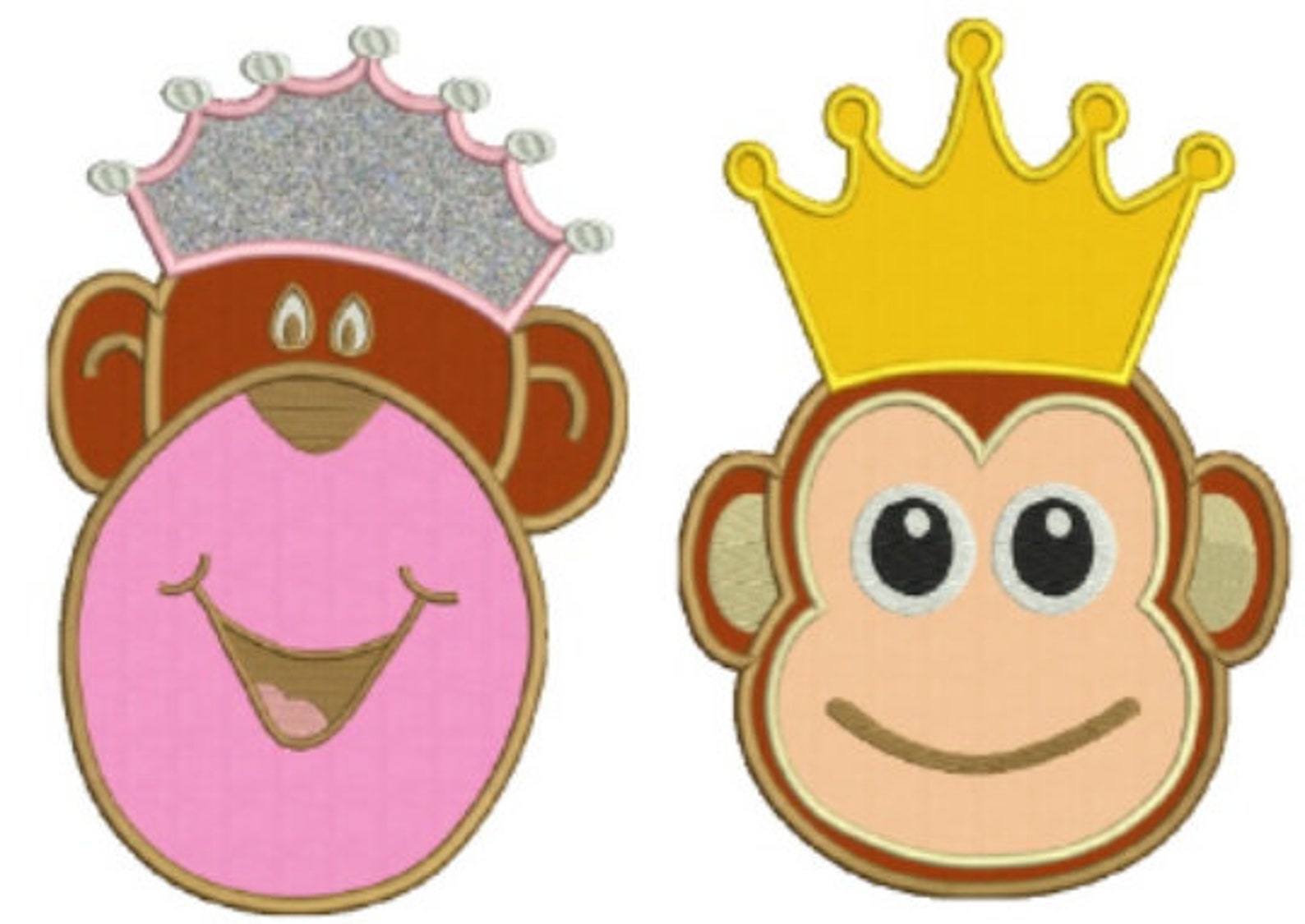 Princess Monkey Machine Embroidery Applique4 Sizes8 - Etsy
