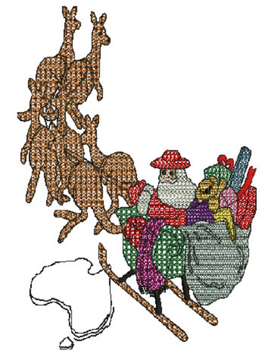 Australia Santas Sled Colorwork Machine Embroidery,4 Sizes,8 Formats ...