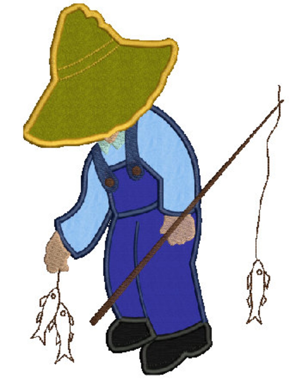 Sam Fishing Machine Embroidery Applique Design4 Sizes8 - Etsy