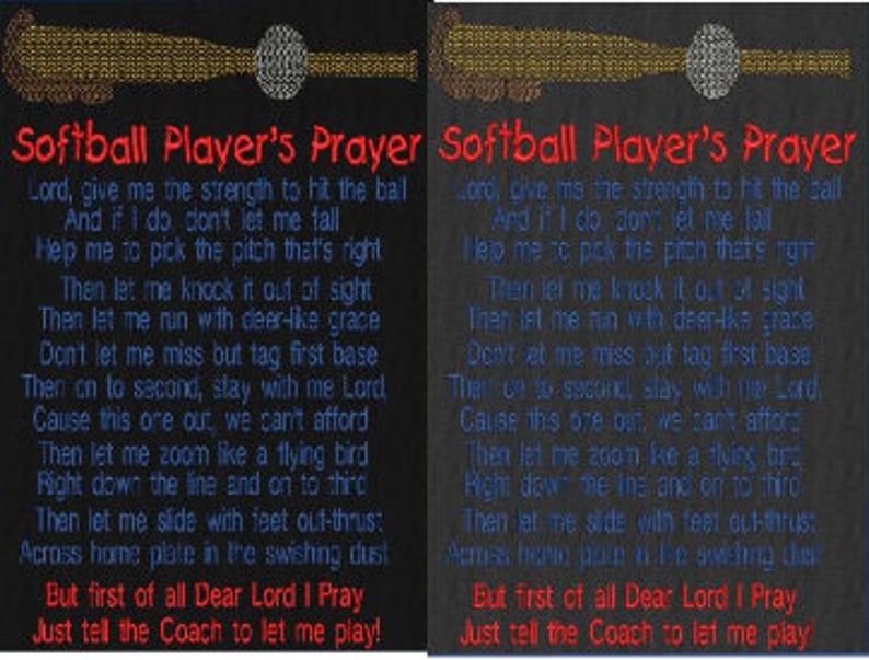 Softball Players Prayer Machine Embroidery Motif Design4 | Etsy