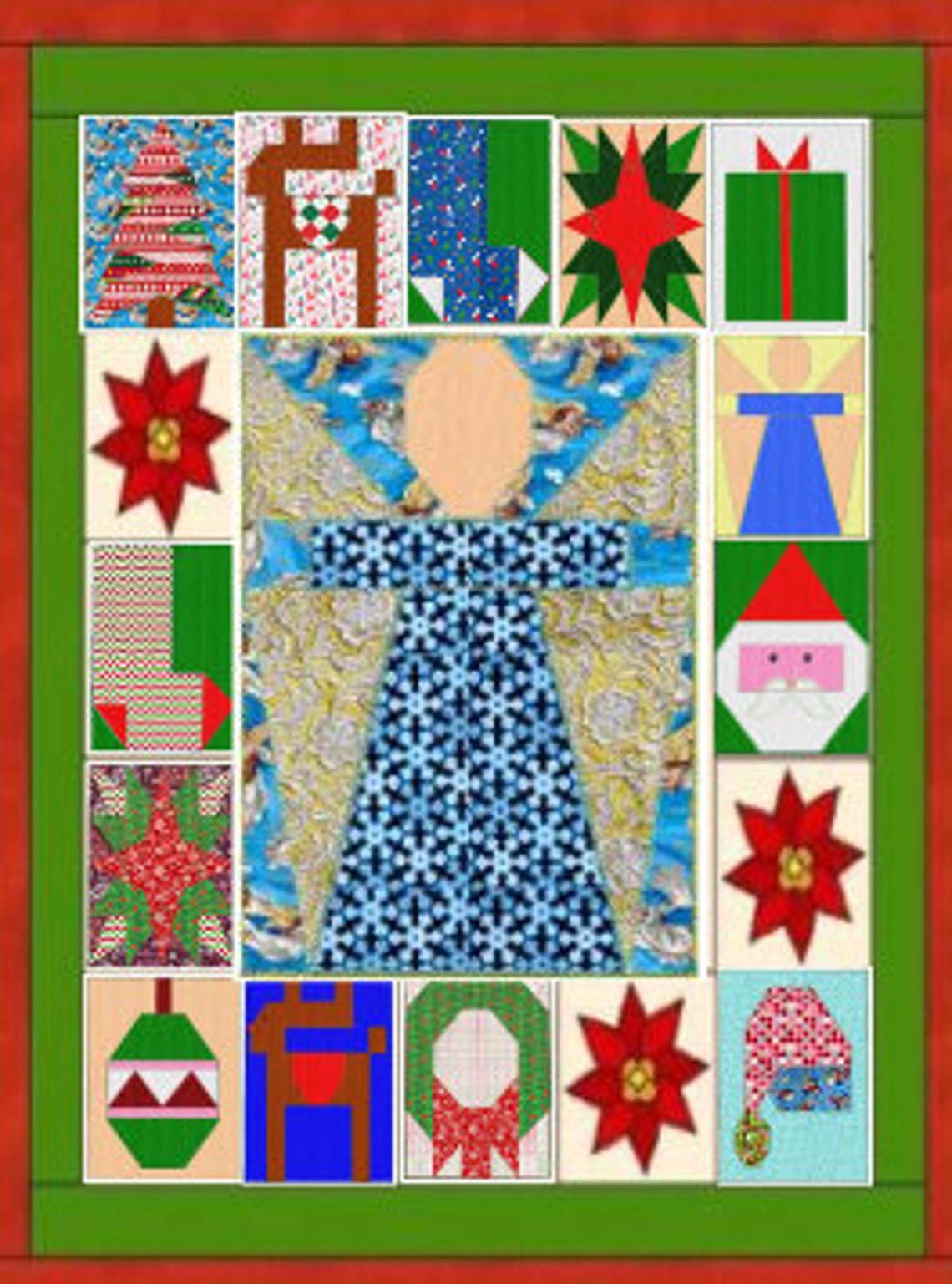 Christmas Angel Quilt Block Embroidery Applique, 4 Sizes, 8 Formats(dst ...