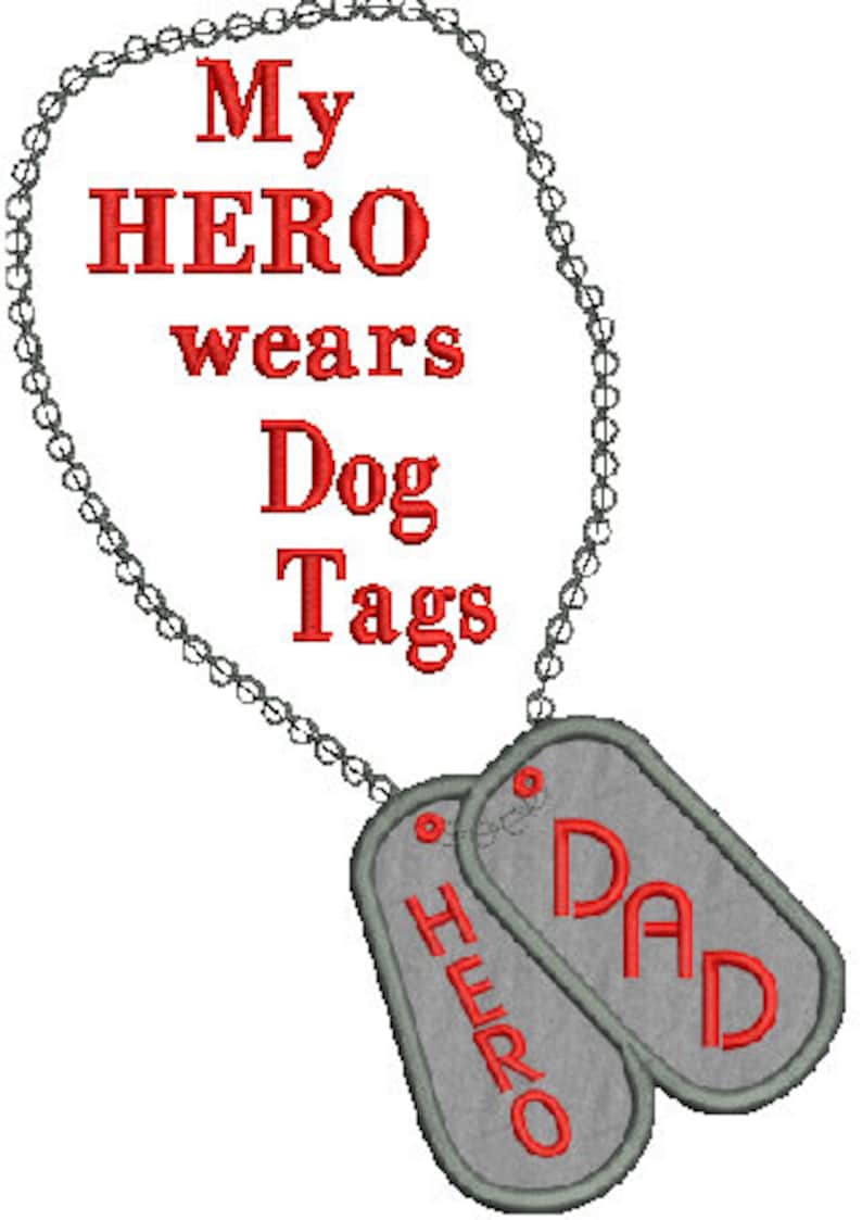 My Hero Dog Tags Dad Applique 4 Sizes 8 | Etsy