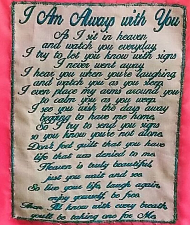 I Am With You Always Poem Machine Embroidery Applique 4 - Etsy