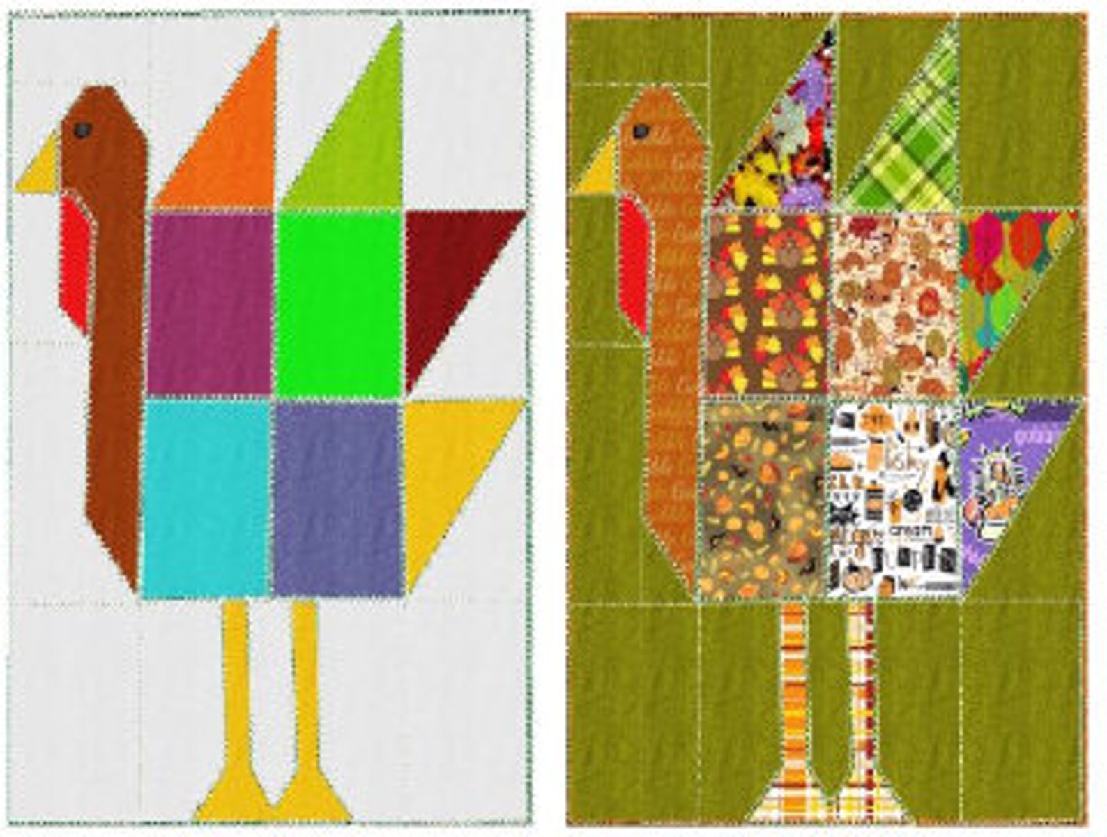 Thanksgiving Turkey Quilt Block Machine Embroidery Applique,4 Sizes,8 ...