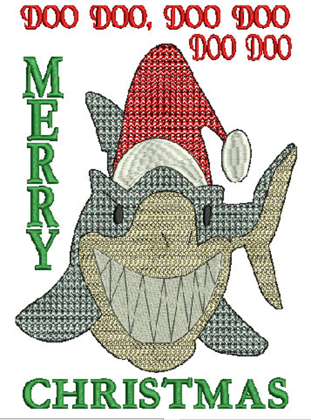 Shark Christmas Design Machine Embroidery Motif Fill ,4 Sizes,8 ...