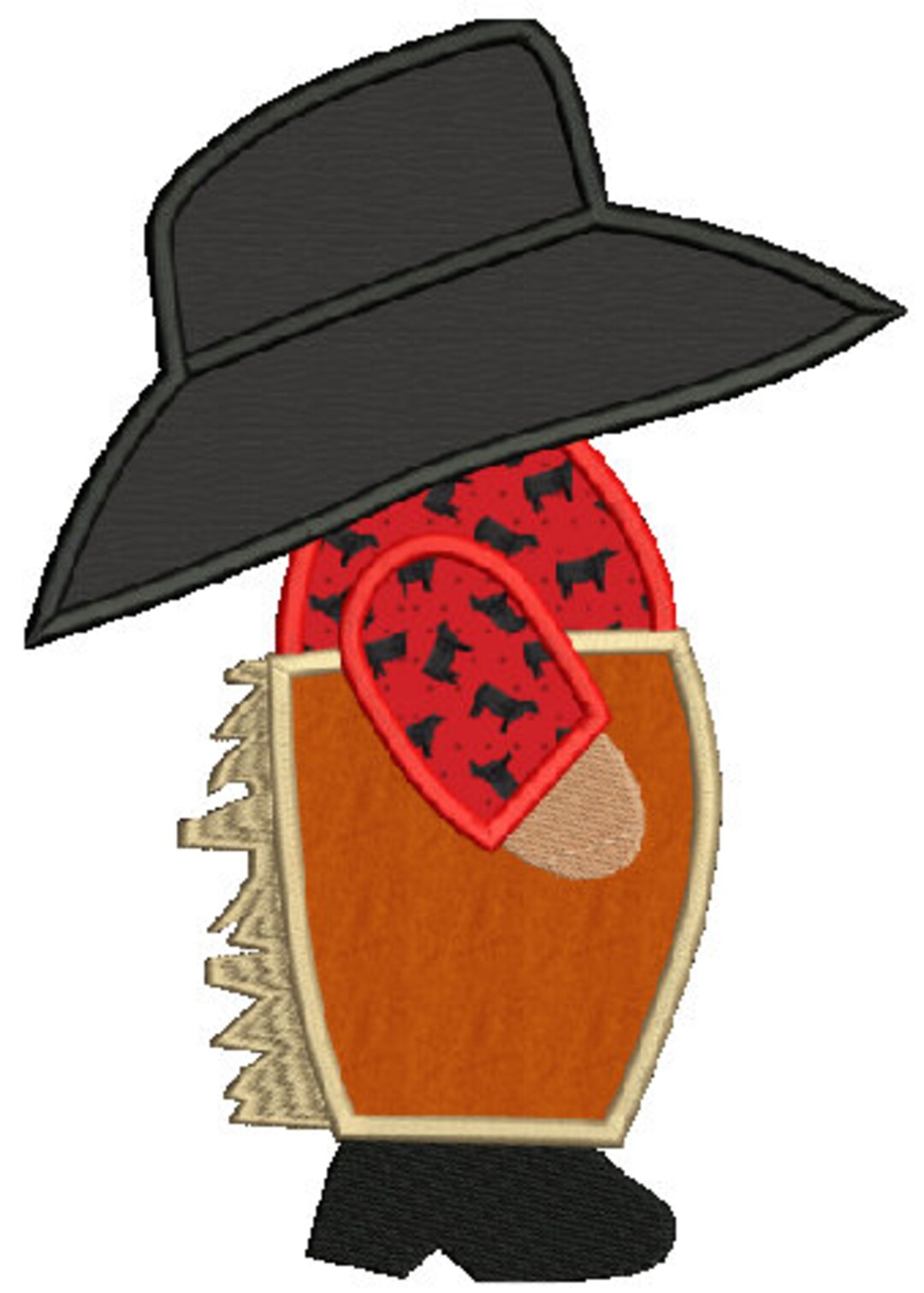 Cowboy Bill Inspired Side View Machine Embroidery Applique Design,4 ...