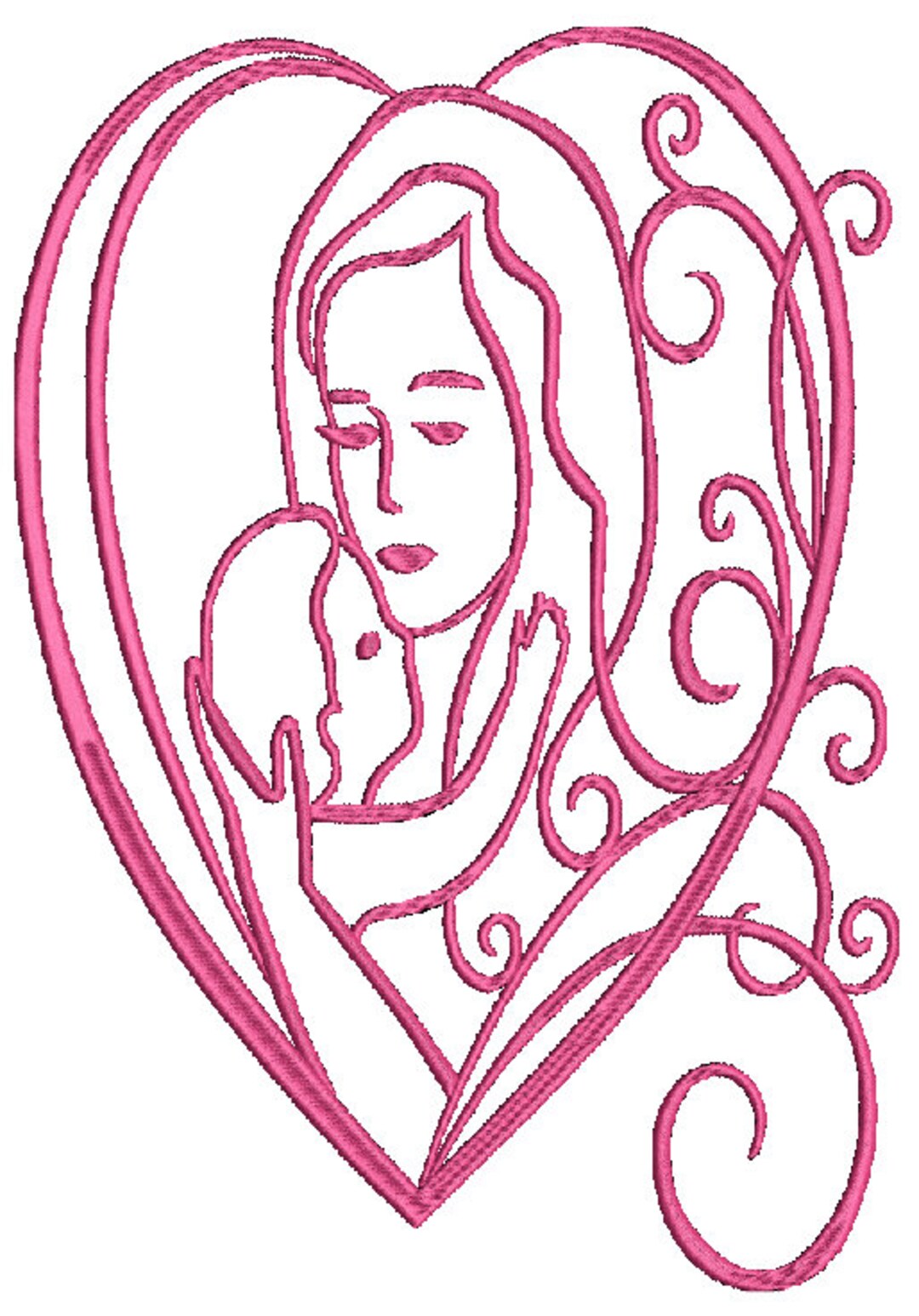 Mother Child Family Embroidery Design, 4 Sizes, 8 Formats(dst,exp,hus ...