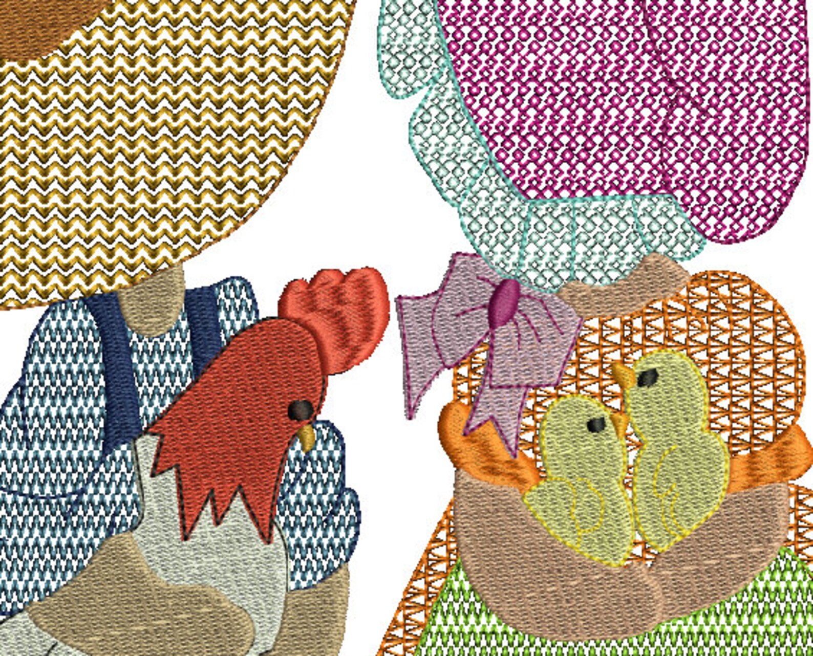 Sunbonnet Sue & Sam Farm machine embroidery Motif designs4 | Etsy