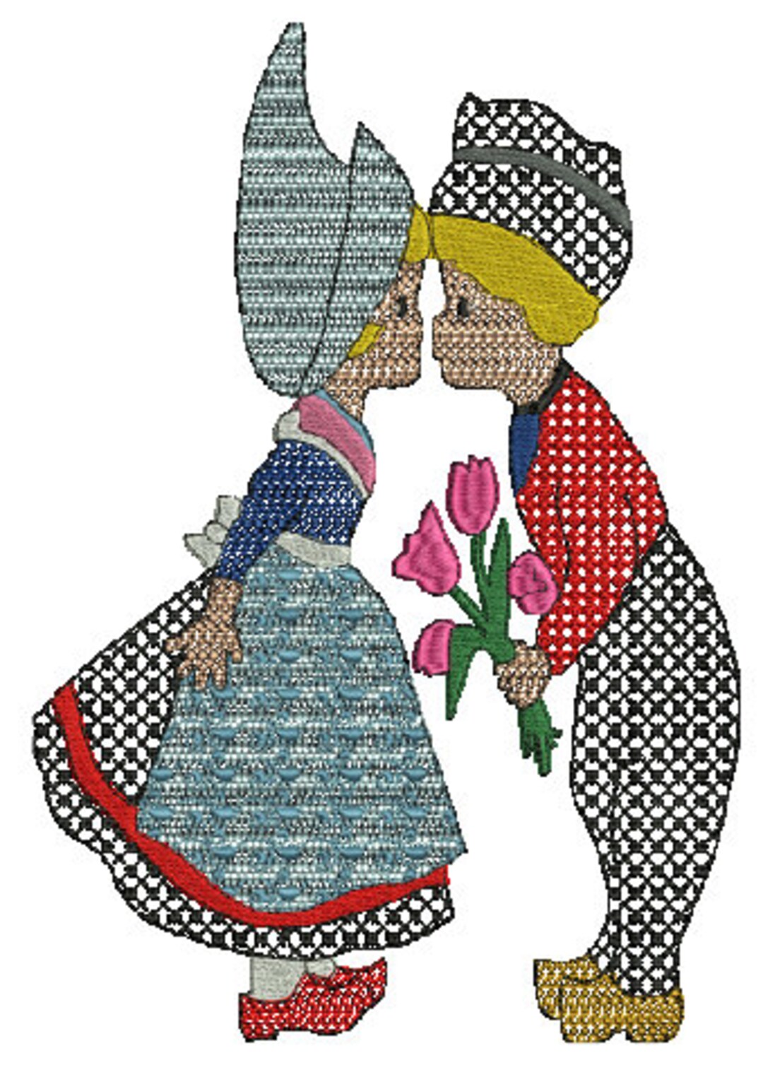 World Couple Dutch Machine Embroidery Colorline Design,4 Sizes,8 ...