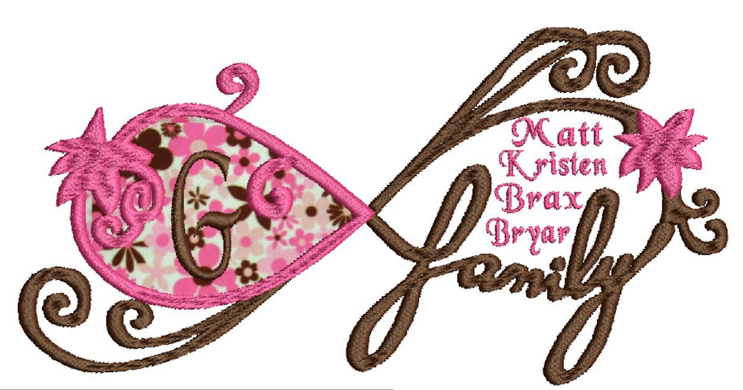 Infinity Family Applique Design 4 Sizes8 - Etsy