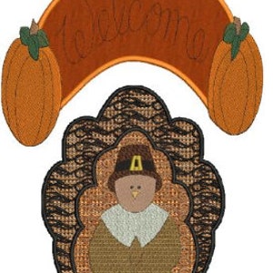 Thanksgiving Welcome Banner Applique Machine Embroidery Design, 4 Sizes ...