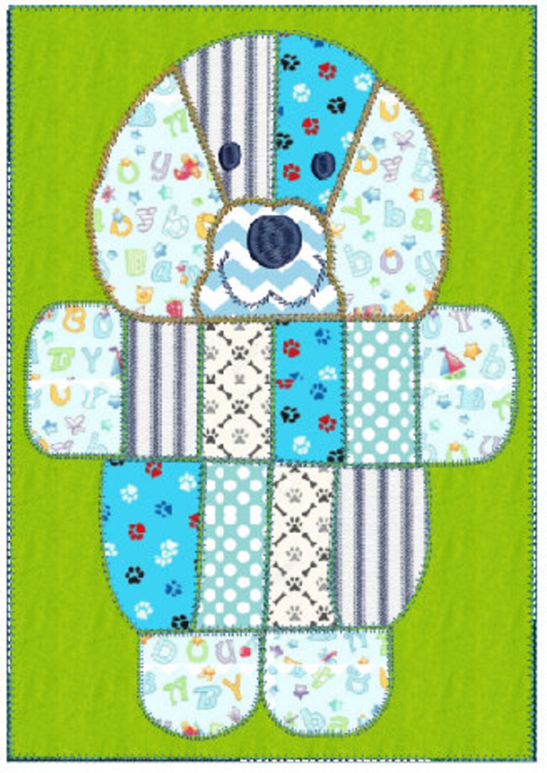 Kids Puppy Dog Quilt Block Machine Embroidery Applique,4 Sizes,8 ...