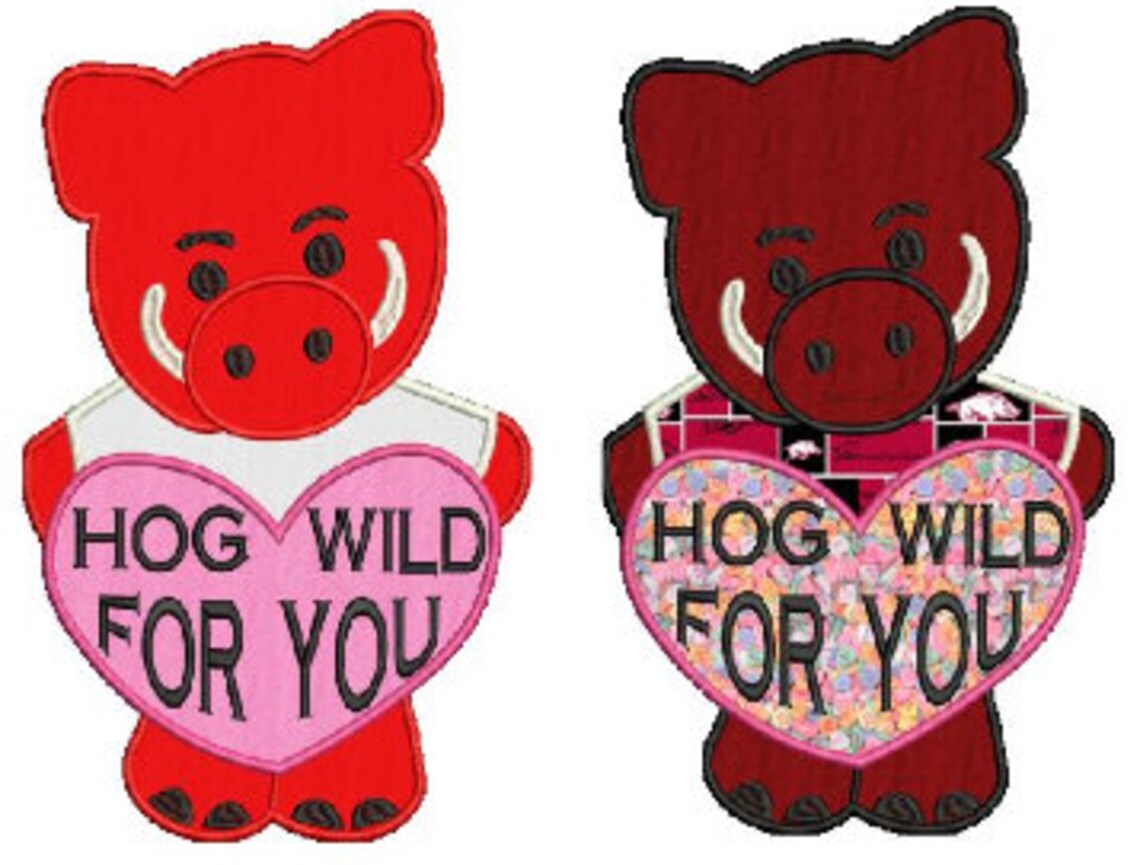 Baby Razorback Valentine Embroidery Applique Design4 Sizes8 | Etsy