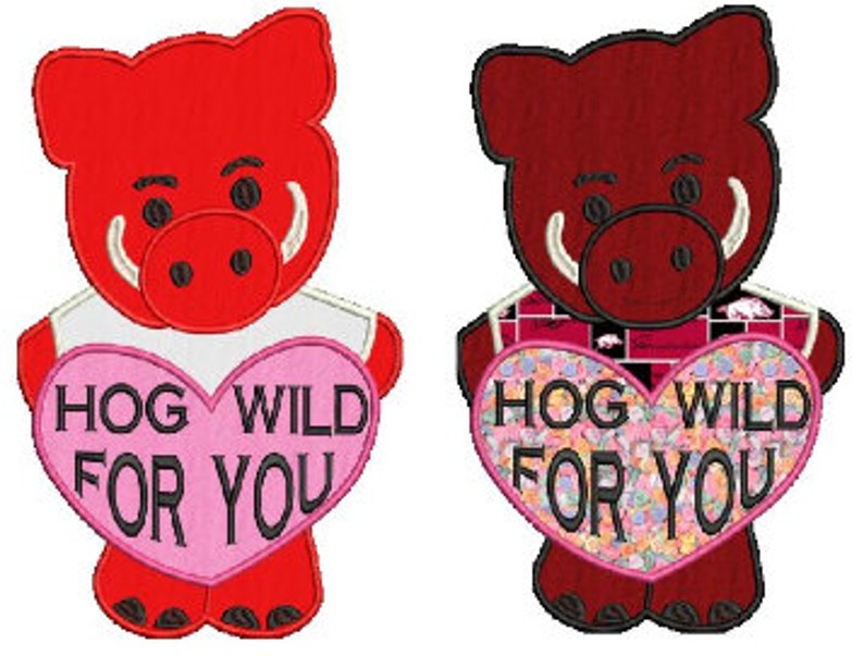 Baby Razorback Valentine Embroidery Applique Design4 Sizes8 - Etsy