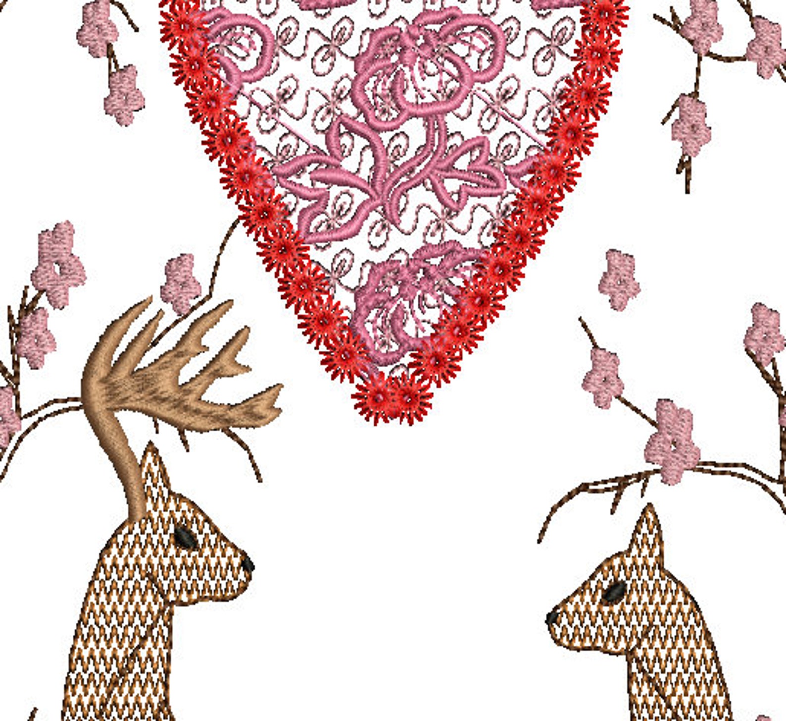 Buck and Doe Scene Motif Machine Embroidery Design,4 Sizes,8 Formats ...