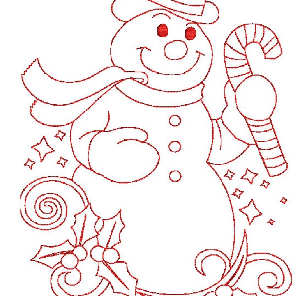 Redwork Snowman - Etsy
