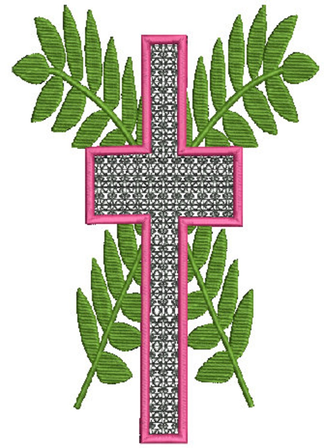 Cross With Leaves Embroidery Design Motif Fill, 4 Sizes, 8 Formats(dst ...