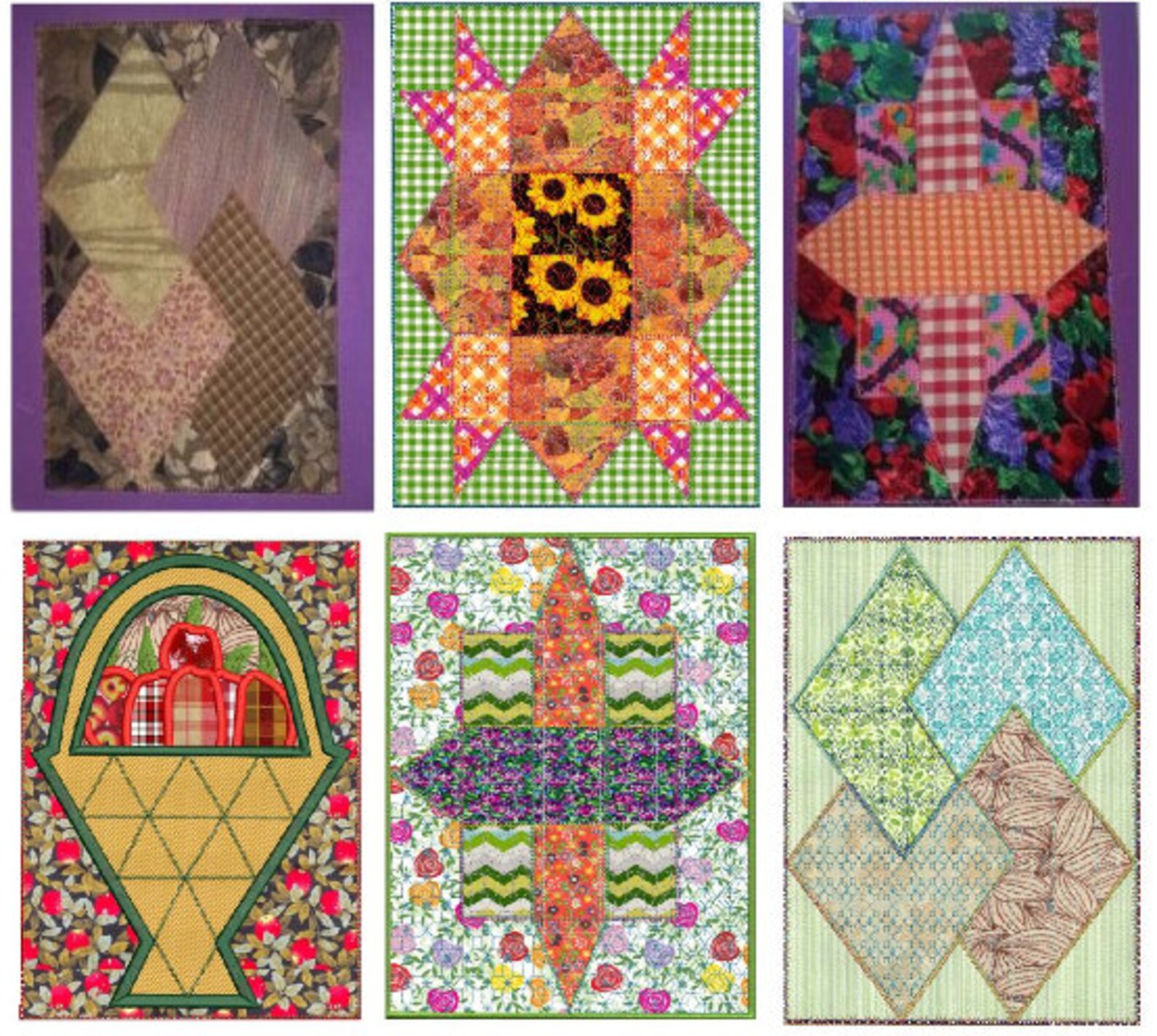 Design 6 Quilt Block Embroidery Applique Design, 4 Sizes, 8 Formats(dst ...