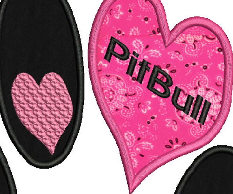 Pitbull Paw Print Machine Embroidery Applique,4 Sizes,8 Formats(dst,exp ...