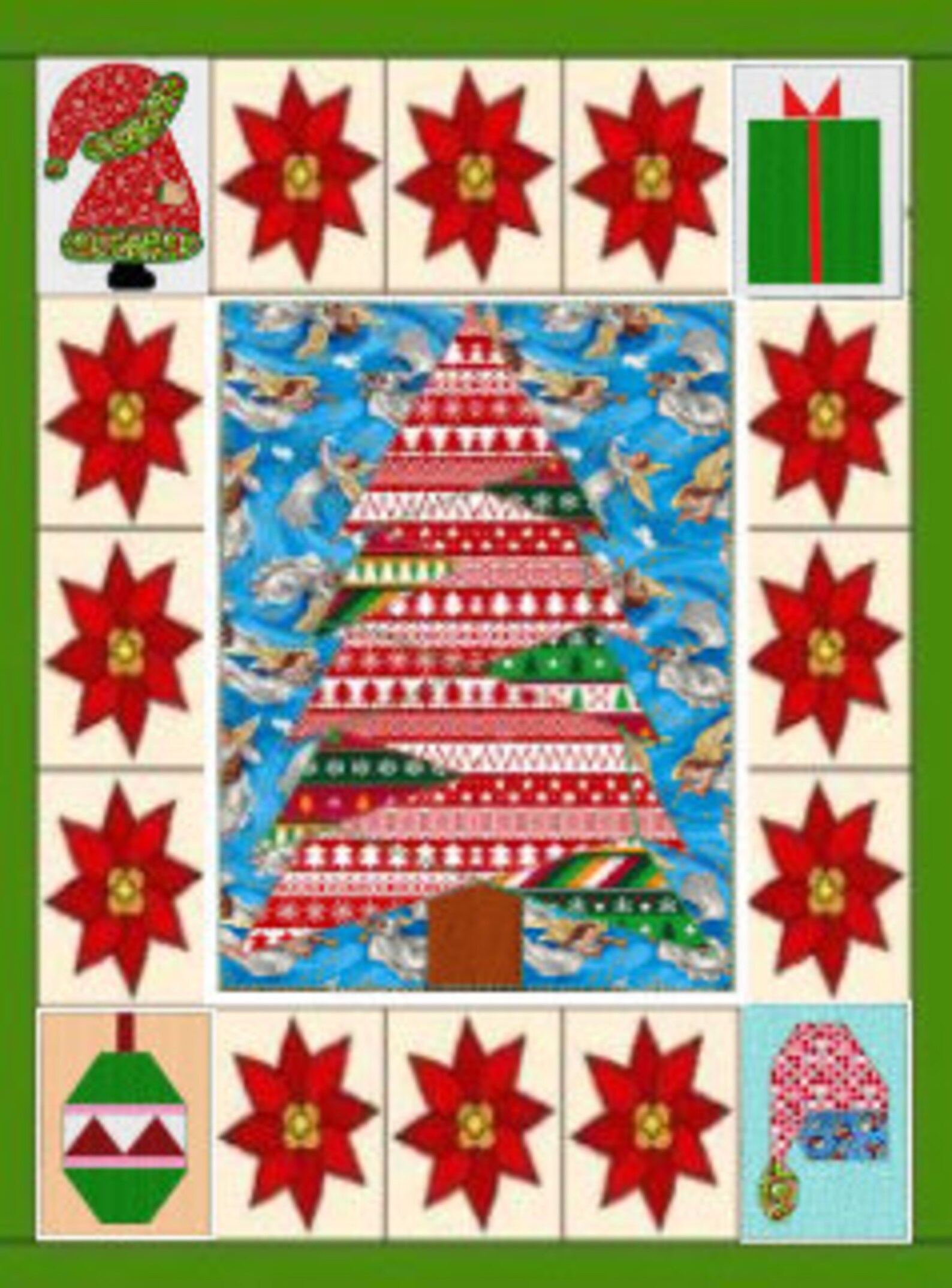 Christmas Tree1 Quilt Block Embroidery Applique, 4 Sizes, 8 Formats(dst ...