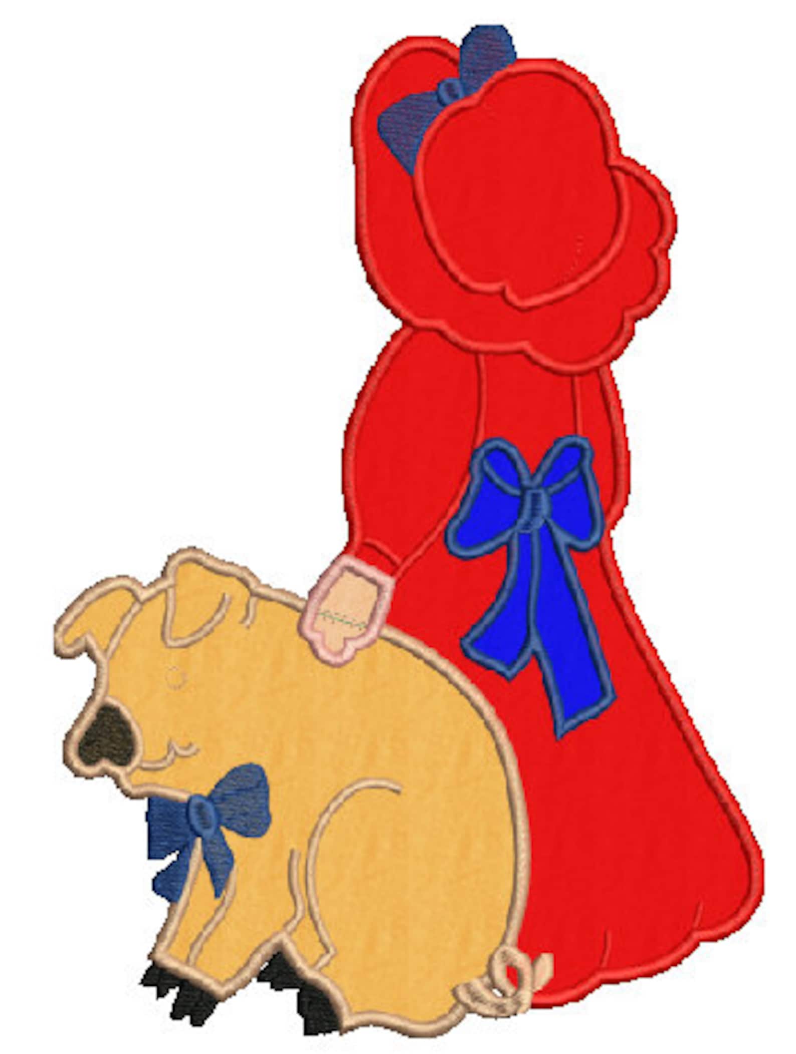Sunbonnet Sue With Pig Machine Embroidery Applique Designs4 - Etsy