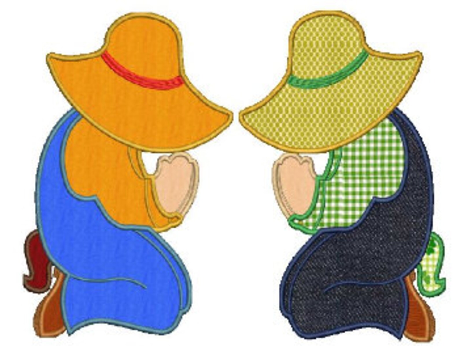 Sunbonnet Overall Bill Machine Embroidery Applique Design,4 Sizes,8 ...