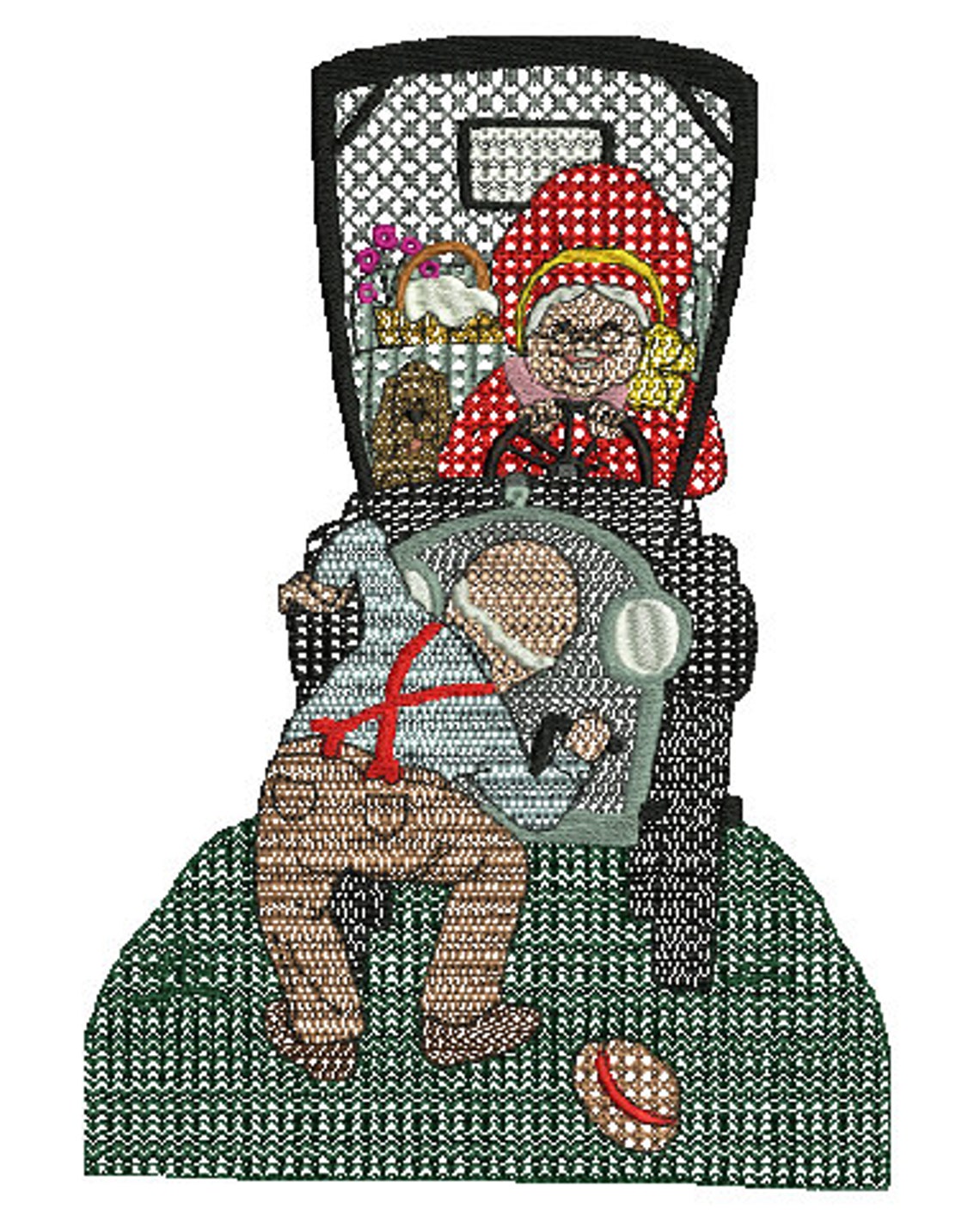 Sunday Drive Granny Machine Embroidery Colorwork Design ,4 Sizes,8 ...