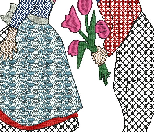 World Couple Dutch Machine Embroidery Colorline Design,4 Sizes,8 ...