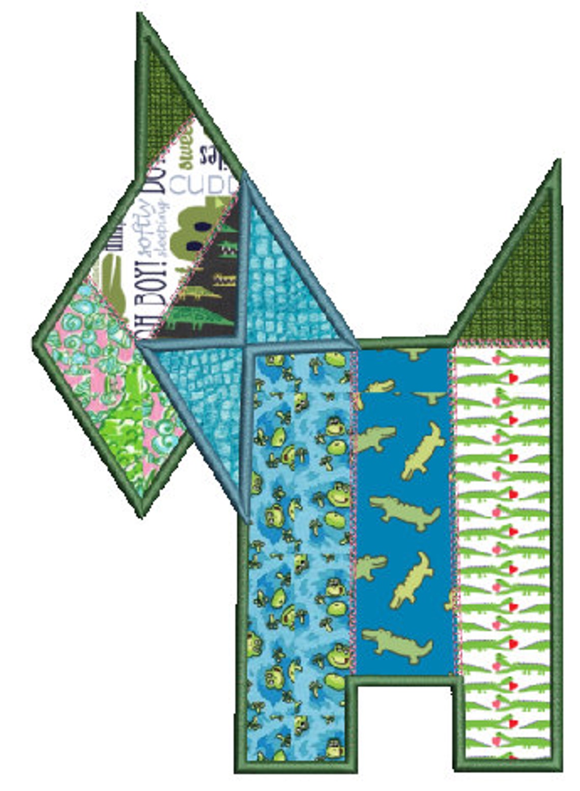 Scottie Quilt Block Embroidery Multiple Applique Design,4 Sizes,8 ...