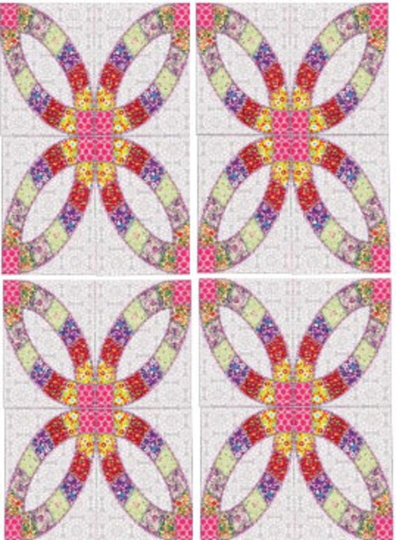 Wedding Ring Quilt Block Embroidery Applique, 3 Sizes, 8 Formats(dst ...