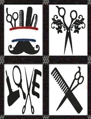 Scissor Fancy Design, 4 Sizes, 8 Formats (pes,dst,exp,jef,hus,vip,sew ...