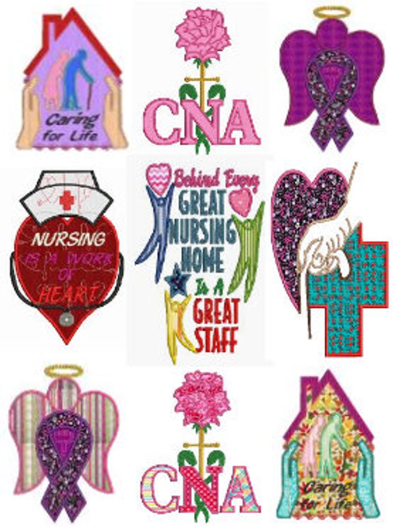 Nursing Home Design5 Machine Embroidery Applique,4 Sizes,8 Formats(dst ...
