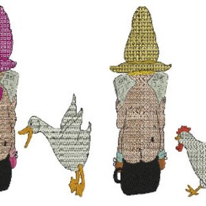 Potty Sam and Chicken Colorwork Machine Embroidery,8 Formats(dst,exp ...