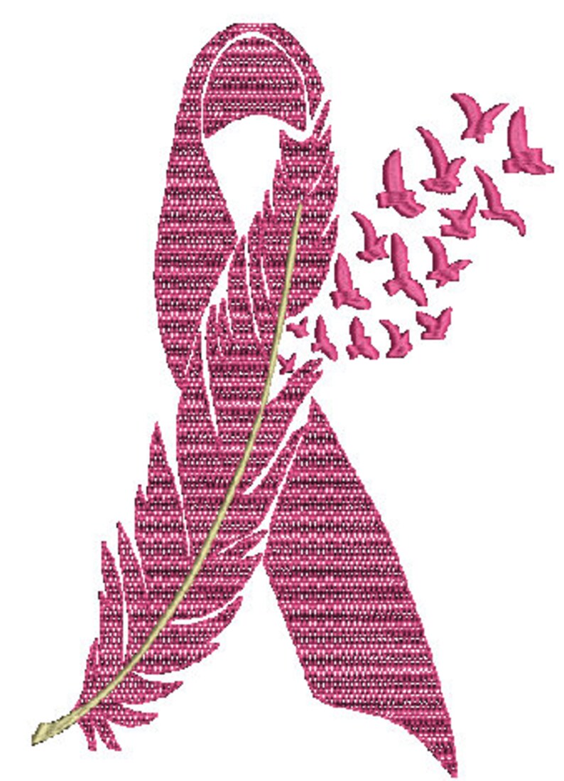Cancer Feather Ribbon Design Motif 4 Sizes 8 - Etsy