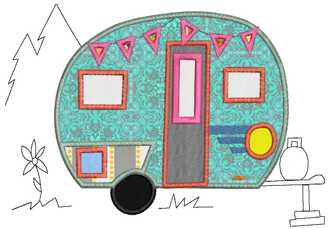 RV Life Camper Machine Embroidery,4 Sizes,8 Formats(dst,exp,jef,hus,pes ...