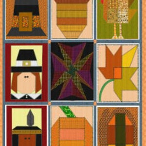 Thanksgiving Pilgrim Quilt Block Machine Embroidery Applique,4 Sizes,8 ...