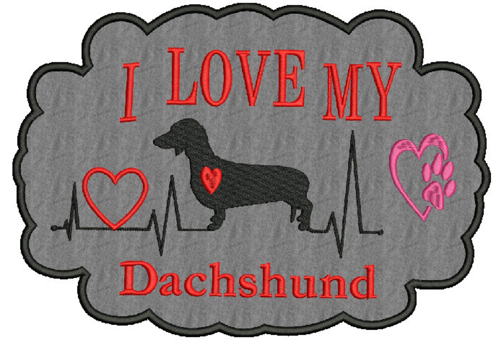 Dachshund Sign Machine Embroidery Applique,4 Sizes,8 Formats(dst,exp ...