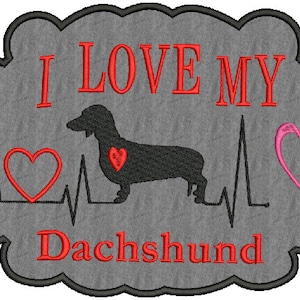 Dachshund Sign Machine Embroidery Applique,4 Sizes,8 Formats(dst,exp ...