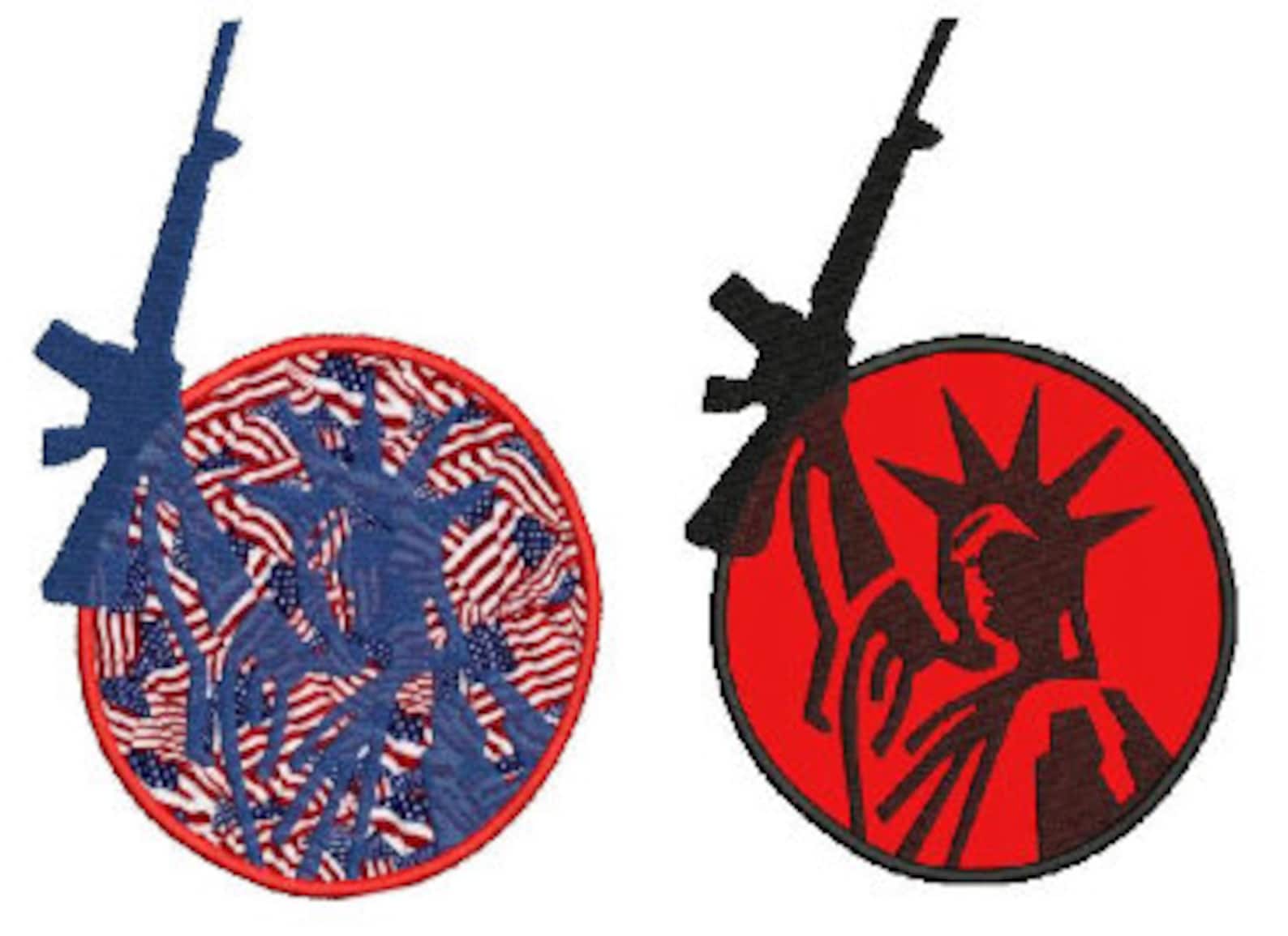 Freedom Lady Liberty Gun Machine Embroidery Design,4 Sizes,8 Formats ...