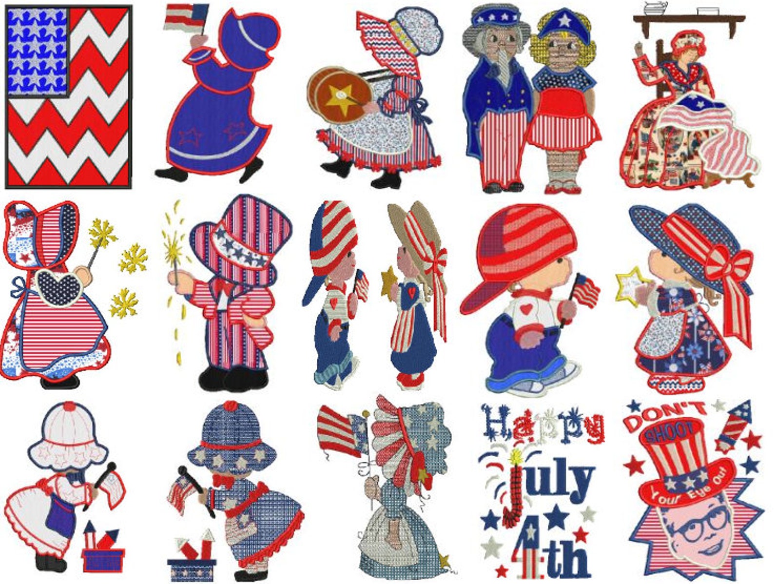 Flag Quilt Block Machine Embroidery Applique,4 Sizes,8 Formats(dst,exp ...