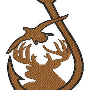Deer Hunting and Fishing Machine Embroidery Design, 4 Sizes, 8 Formats ...