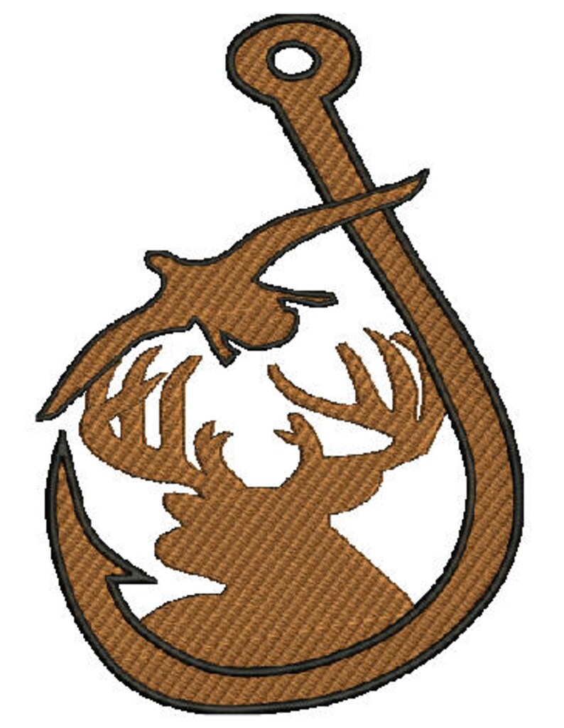 Deer Hunting and Fishing Machine Embroidery Design, 4 Sizes, 8 Formats ...