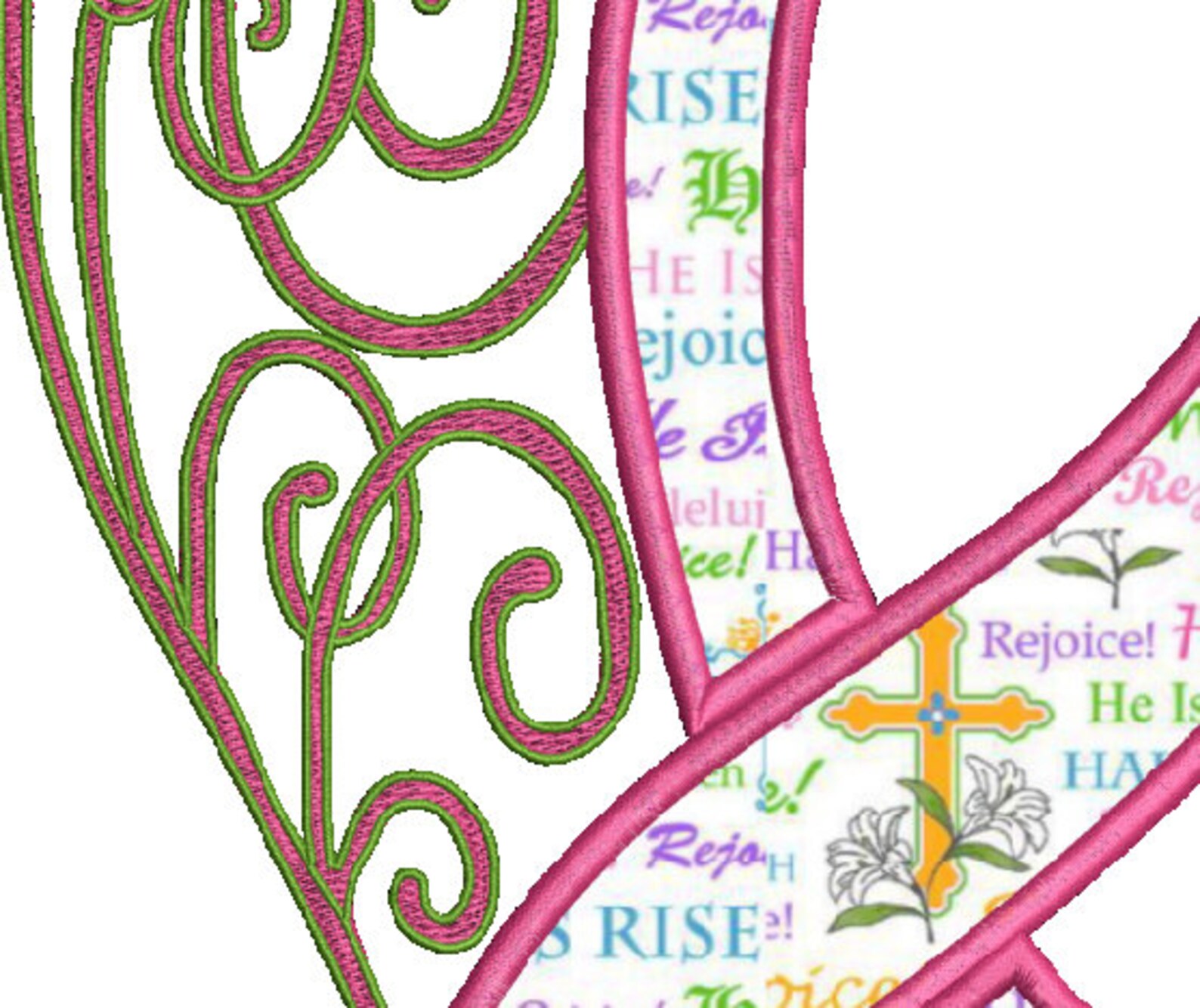 2 Heart Ribbon Cancer Designs Motif and Applique 4 Sizes 8 | Etsy