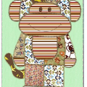 Kids Monkey Quilt Block Machine Embroidery Applique,4 Sizes,8 Formats ...